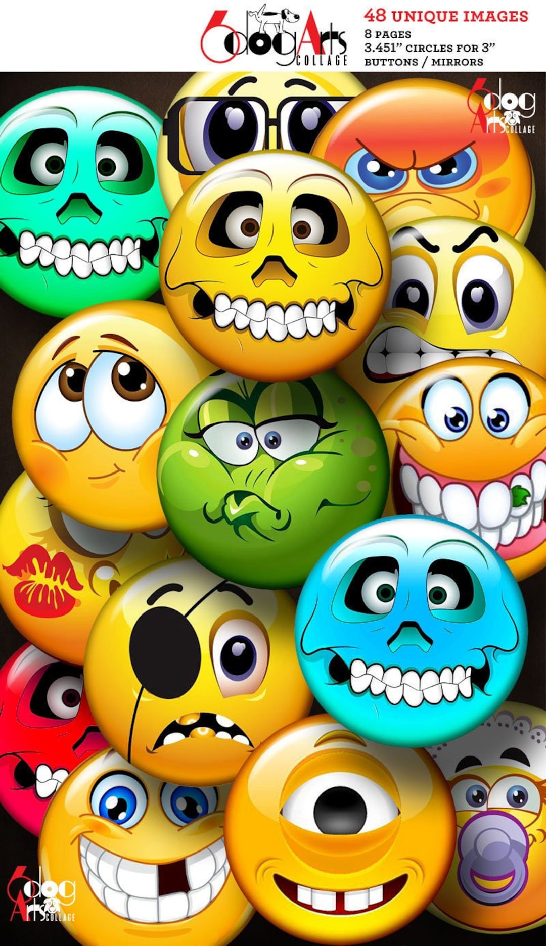 Smileys Emoji Emoticons Digital Collage Sheets 3.451 - Etsy