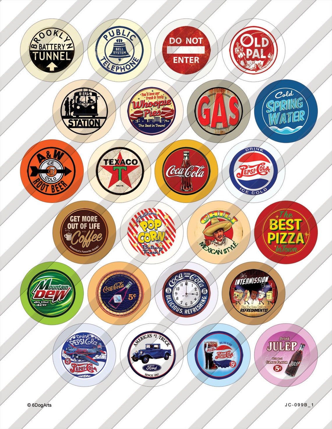 Vintage Signs Digital Collage Sheets Printable 2.755", 1.85", 1.629", 1 ...