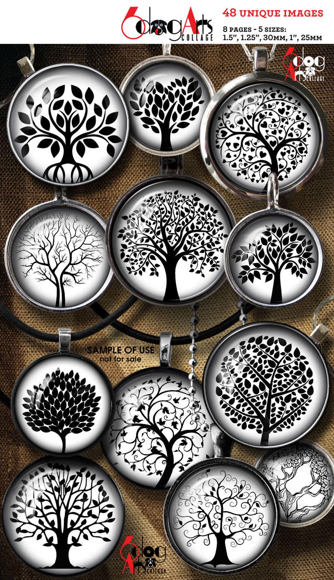Tree of Life Digital Collage Sheets Printable Downloads for - Etsy