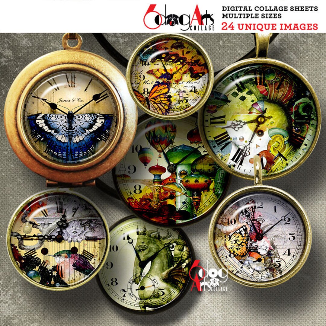 Time Fantasy Digital Collage Sheets Printable Download Bottle Caps ...