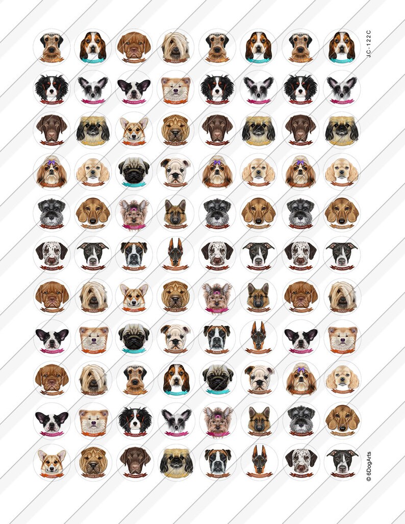 Dog Breeds Digital Collage Sheets Printable Downloads for Mini Bottle ...
