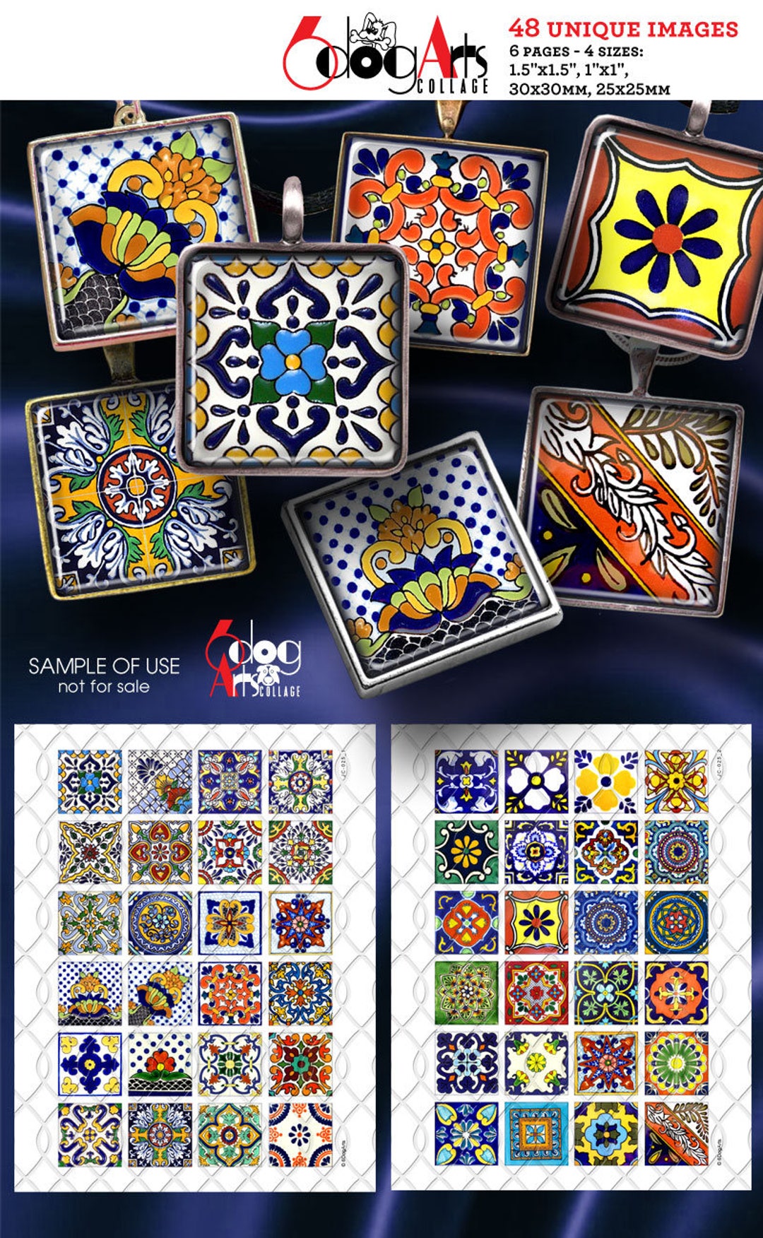 Mexican Talavera Tiles Digital Collage Sheets Printable - Etsy