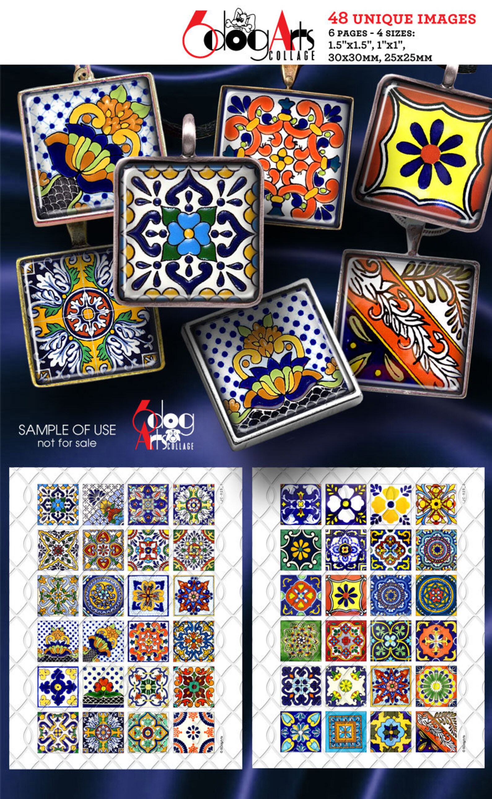 Mexican Talavera Tiles Digital Collage Sheets Printable - Etsy