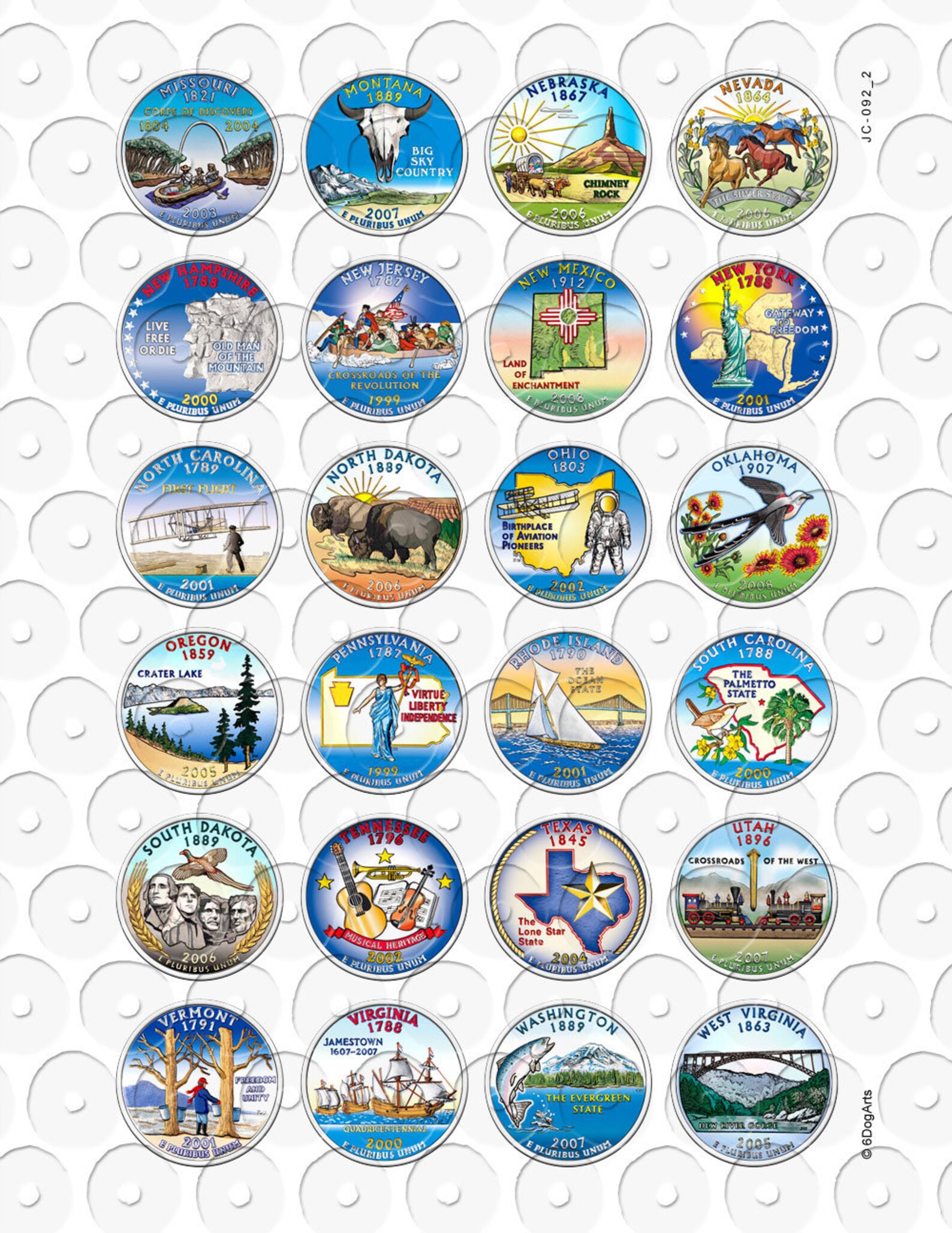 US State Coins Digital Collage Sheets Printable Downloads for - Etsy