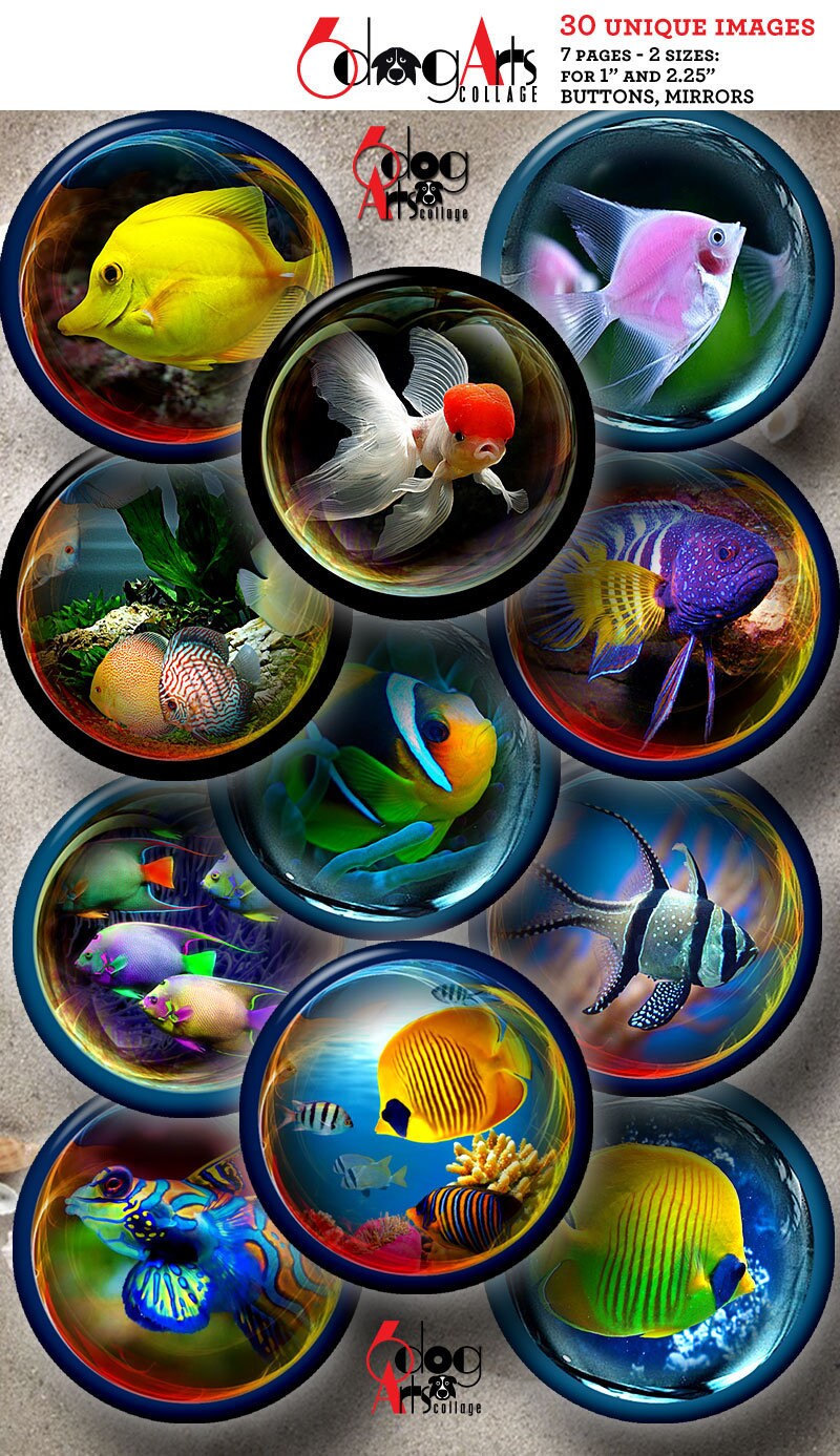 Sea in a Bubble Digital Collage Sheets 2.625 and | Etsy