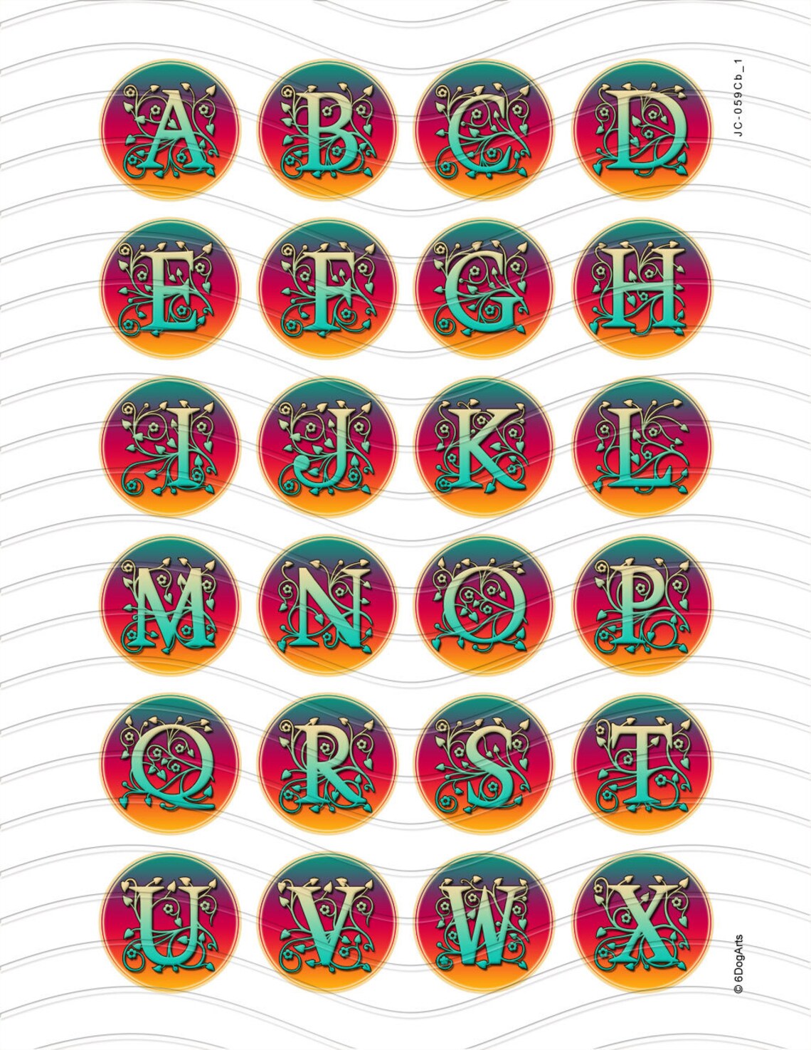 Digital Collage Sheets Alphabet Letters Printable Download Bottle Caps ...