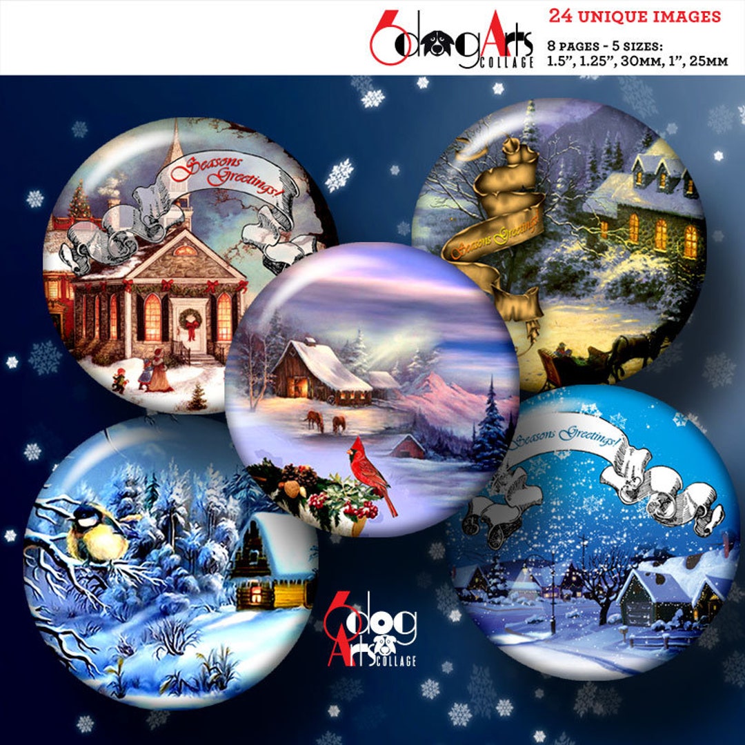 Christmas Winter Wonderland Digital Collage Sheets Downloads for Bottle ...