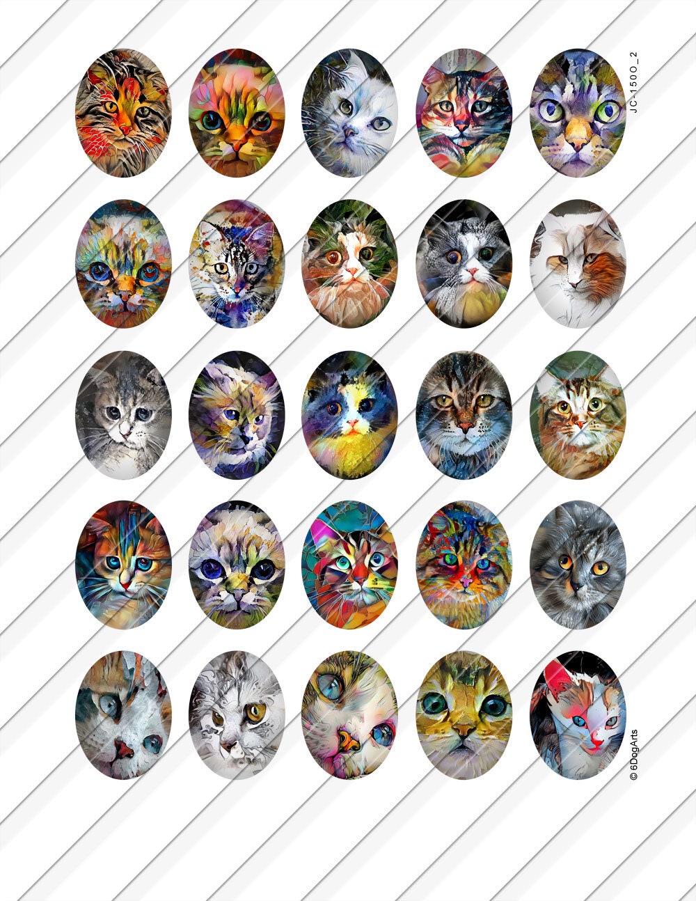 Cat Painting Digital Collage Sheets Printable Download | Etsy