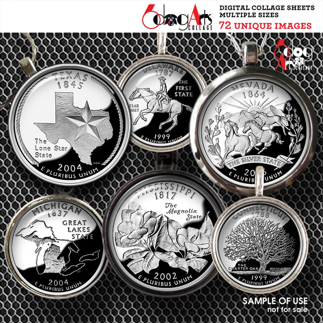 US State Coins Digital Collage Sheets Printable Downloads for Bottle ...