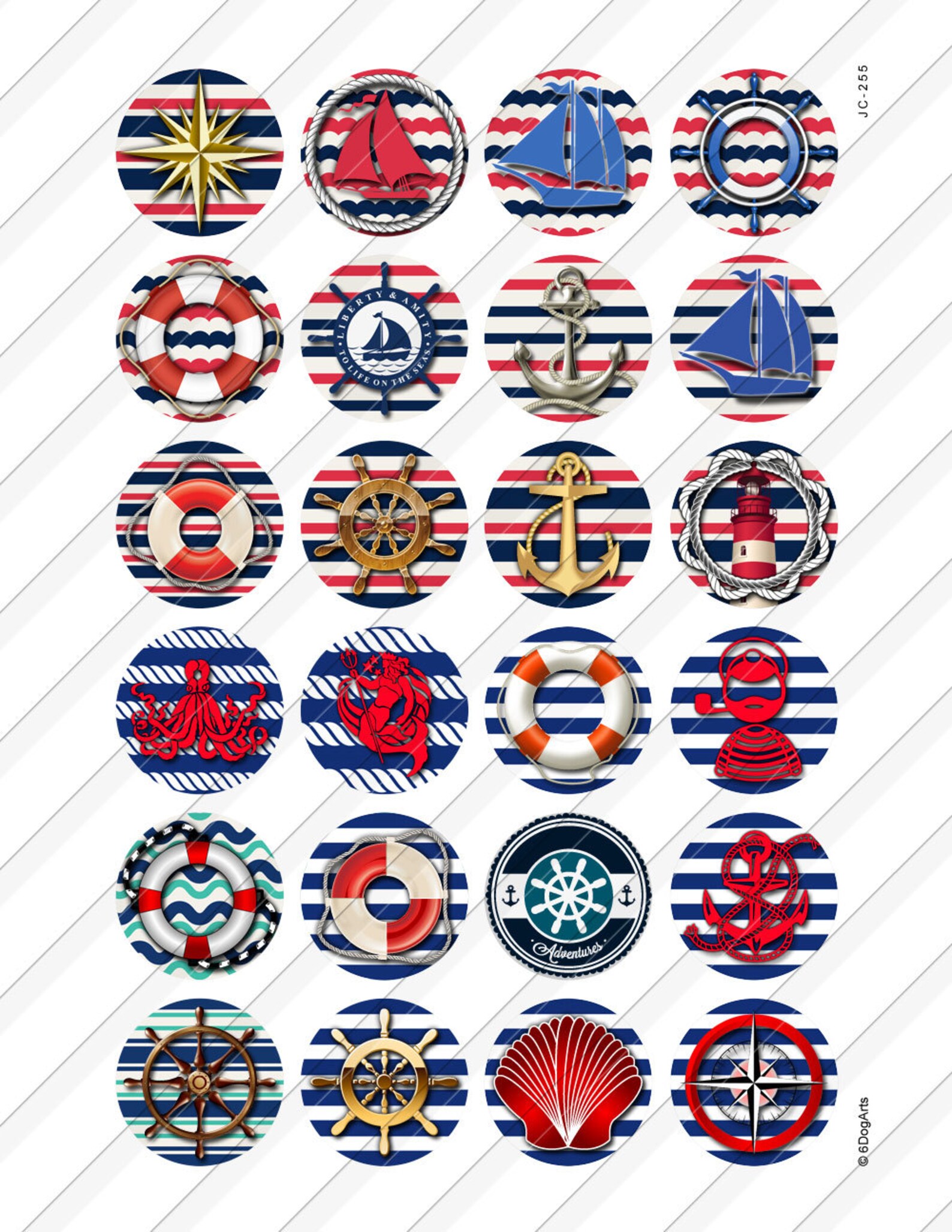 Nautical Digital Collage Sheets Printable Download for Mini | Etsy