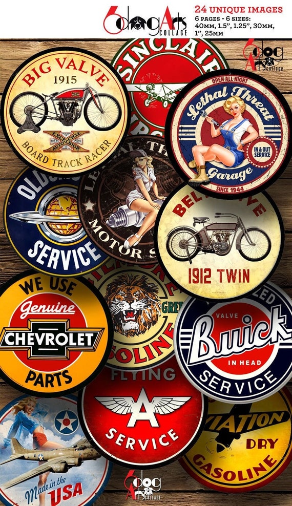 Vintage Signs Digital Collage Sheets Printable Download Bottle | Etsy