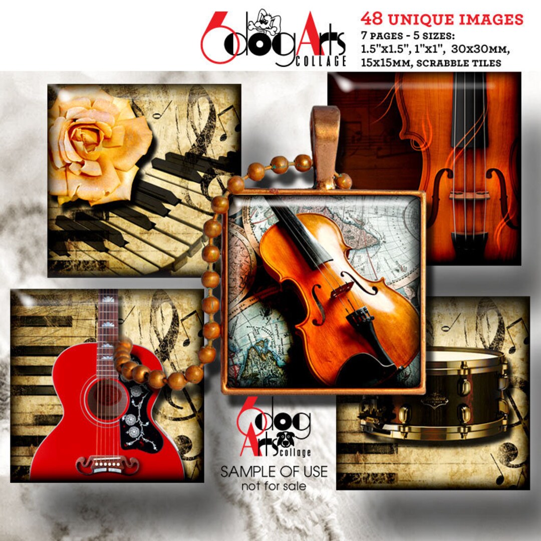 Musical Instruments Digital Collage Sheets Printable Downloadable 1.5 ...