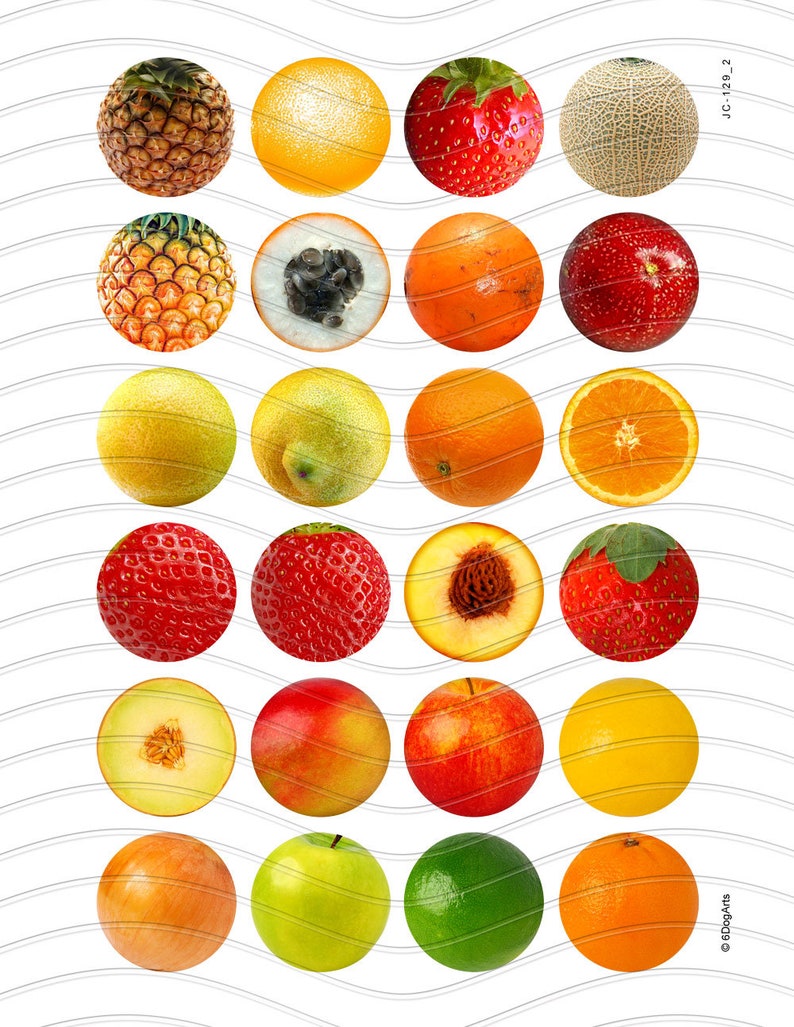 Fruits Digital Collage Sheets Printable Downloads for Earrings - Etsy