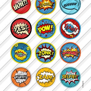 Comic Book Exclamations 2" Circles Digital Collage Sheets Printable ...