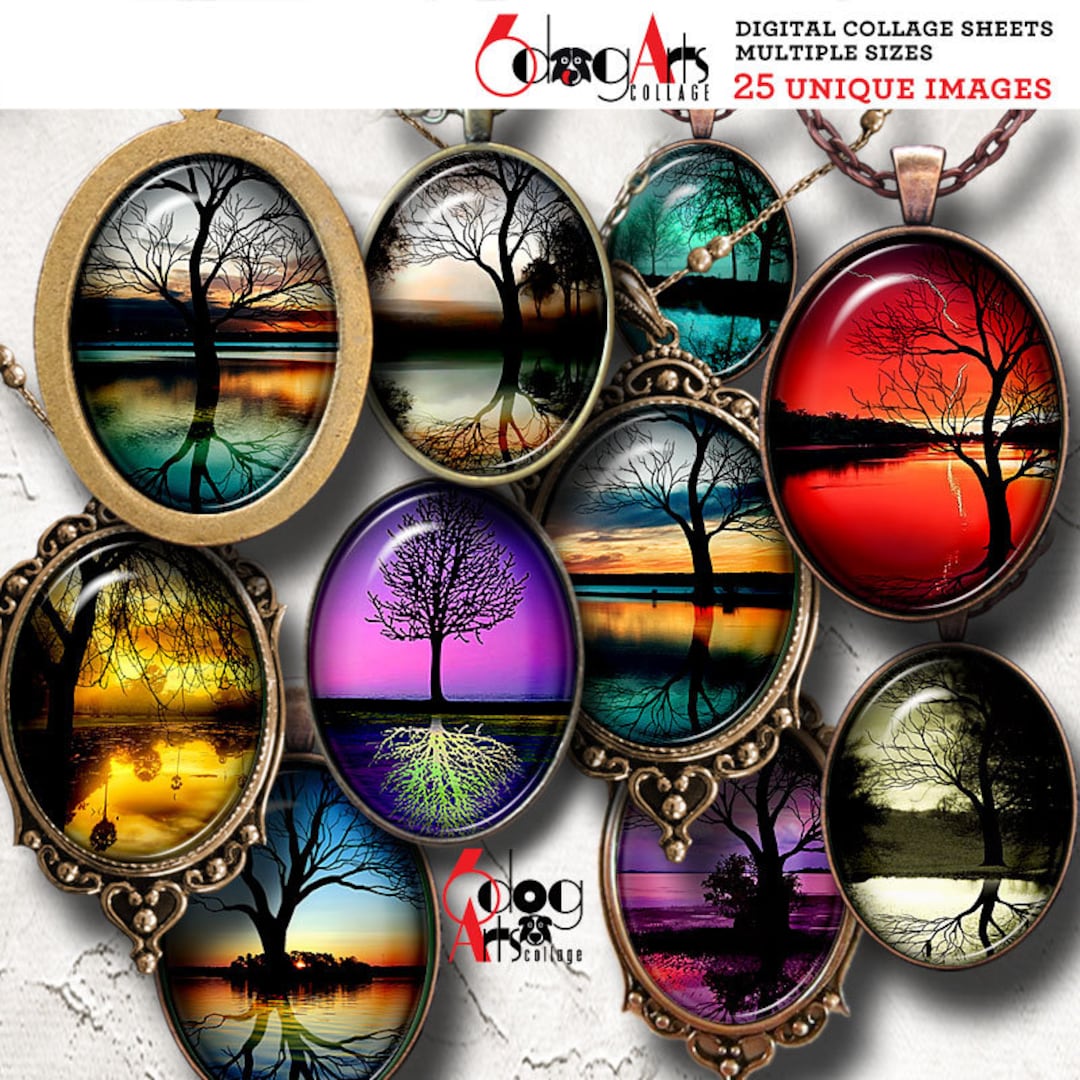 Reflections Digital Collage Sheets Printable Download Pendants Glass ...