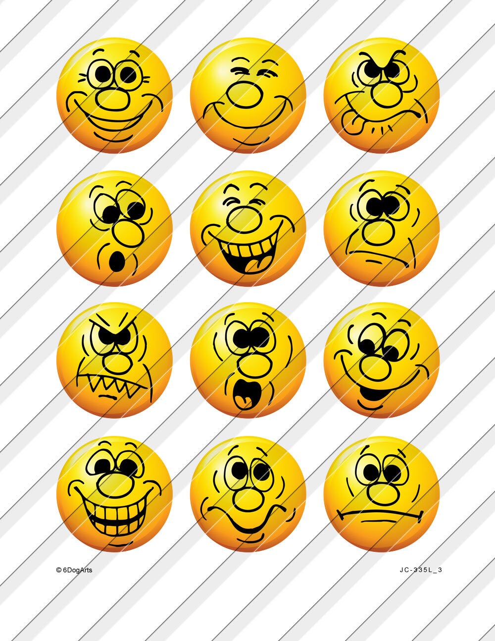 Smiley Faces 2 Circles Digital Collage Sheets Printable - Etsy