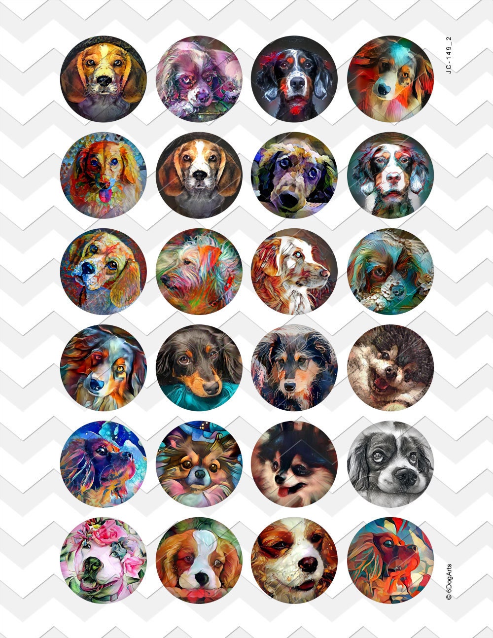Dog Painting Digital Collage Sheets Printable Download Bottle - Etsy