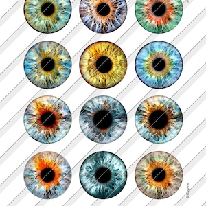 4" and 2" Circles Realistic Eye Irises Digital Collage Sheets Printable ...