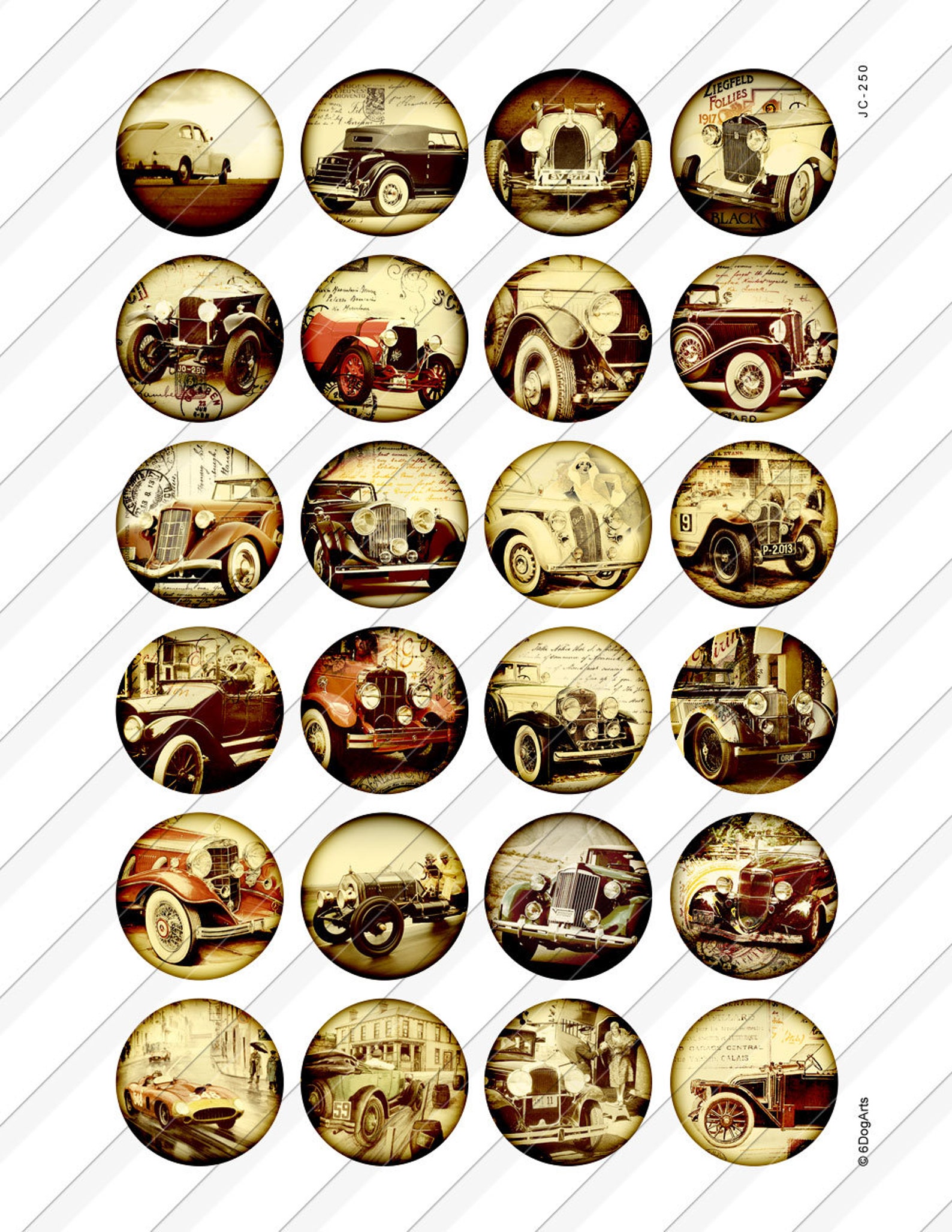 Old Car Digital Collage Sheets Printable Downloads for Bottle - Etsy
