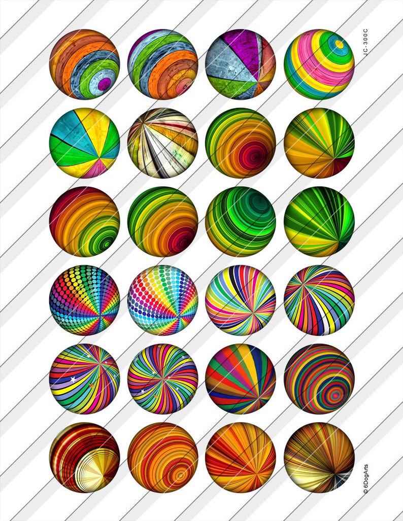 Rainbow Ball Digital Collage Sheets Printable Download Bottle - Etsy
