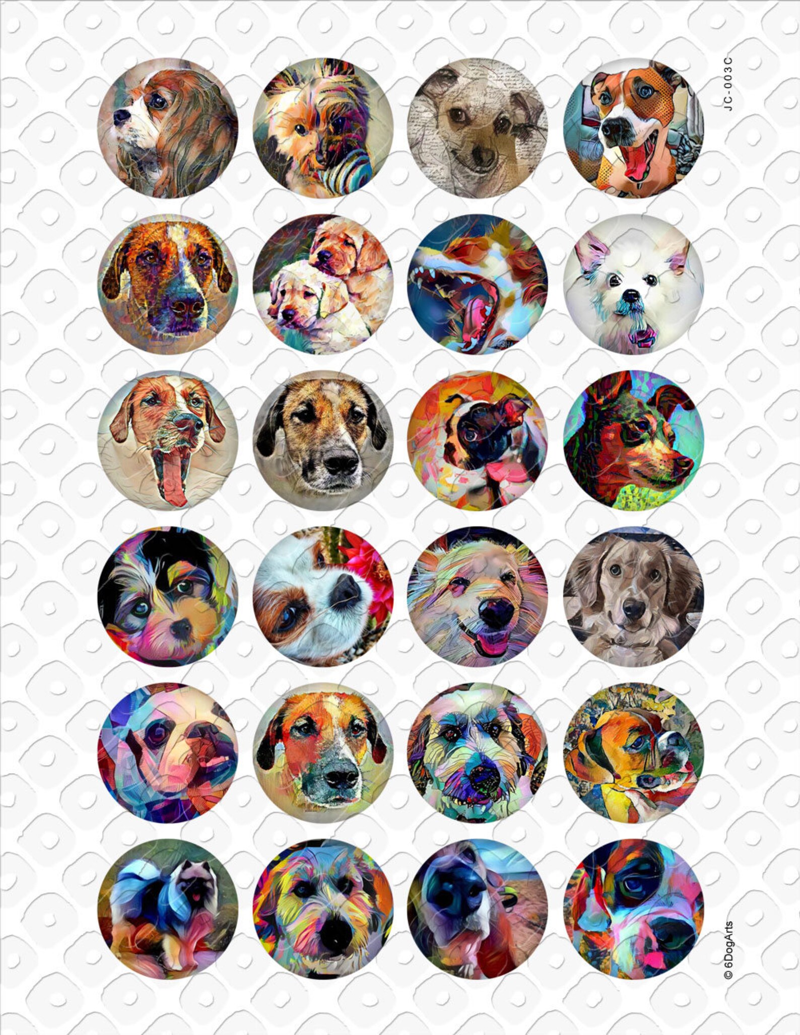 Dog Painting Digital Collage Sheets Printable Downloads for Bottle Caps ...