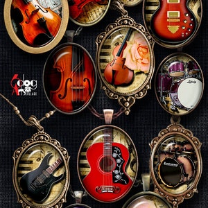 Musical Instruments Digital Collage Sheets Printable Download Pendants ...