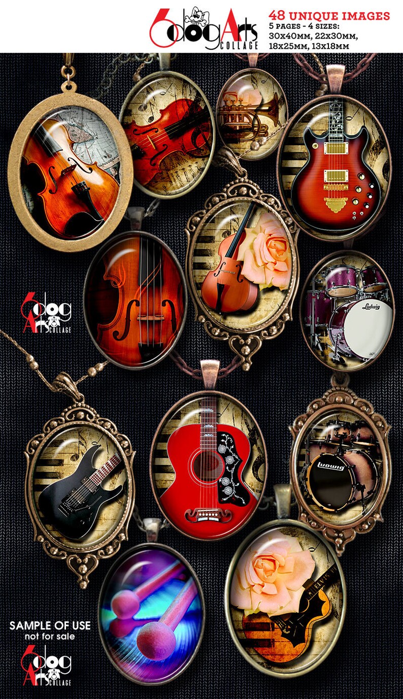 Musical Instruments Digital Collage Sheets Printable Download - Etsy
