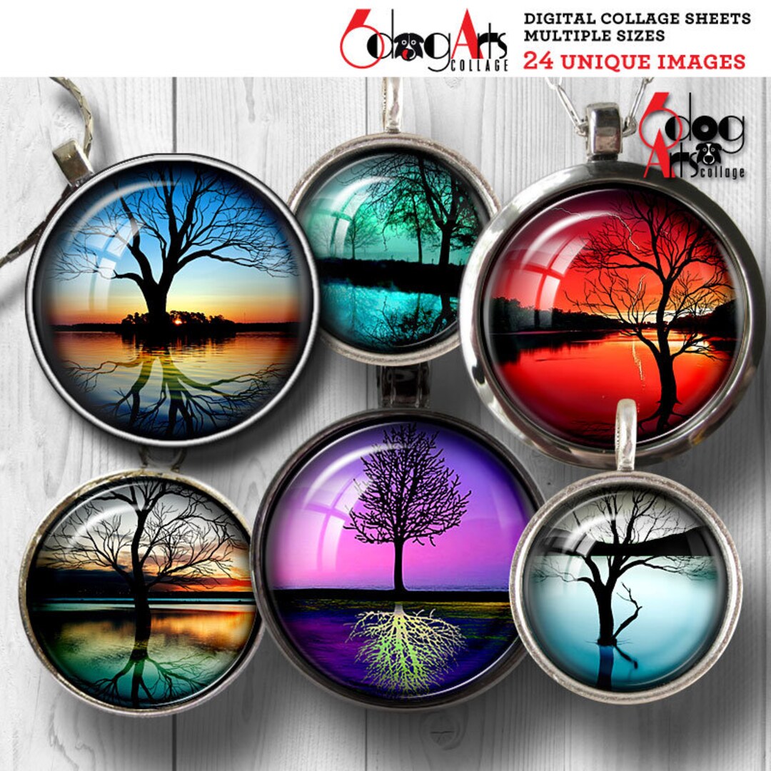 Reflections Digital Collage Sheets Printable Download Bottle Caps ...