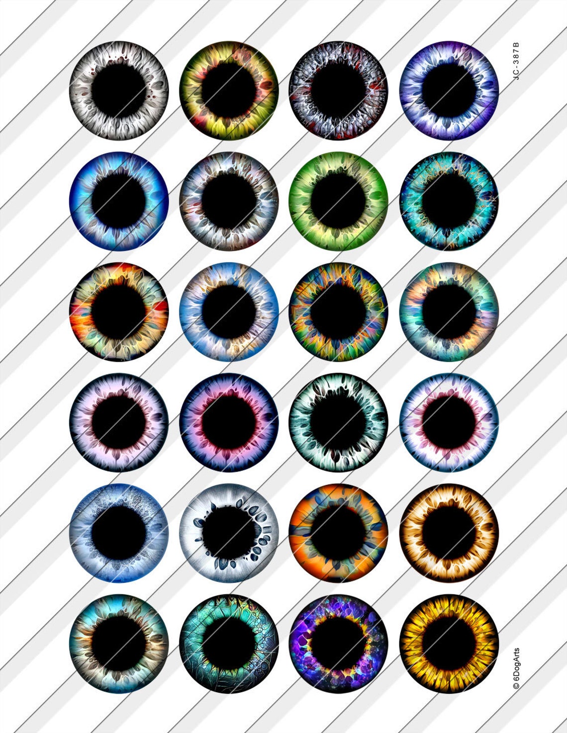 Fantasy Doll Eye Irises Digital Collage Sheets Printable Irides Glass ...