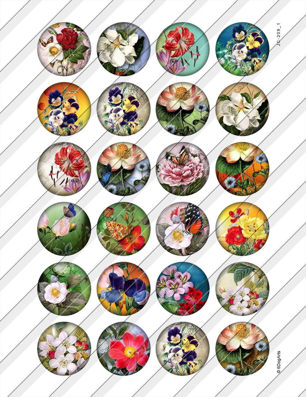 Flower Designs Digital Collage Sheets Printable Downloads for - Etsy