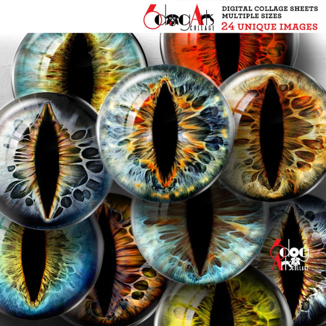 Creature Eyes Digital Collage Sheets Printable 40mm, 1.5, 1.25, 1", 30 ...