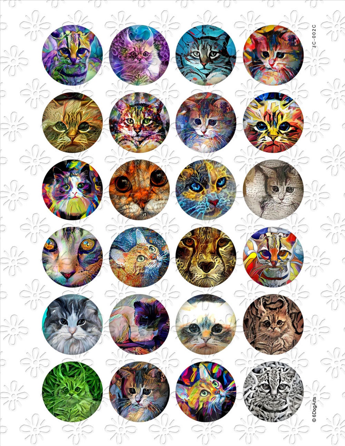 Cat Painting Digital Collage Sheets Printable Downloads for - Etsy