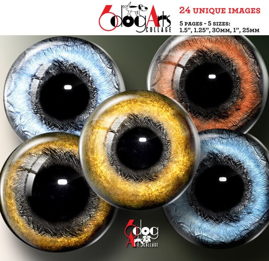 Realistic Dog Eyes Digital Collage Sheets Printable Irides | Etsy