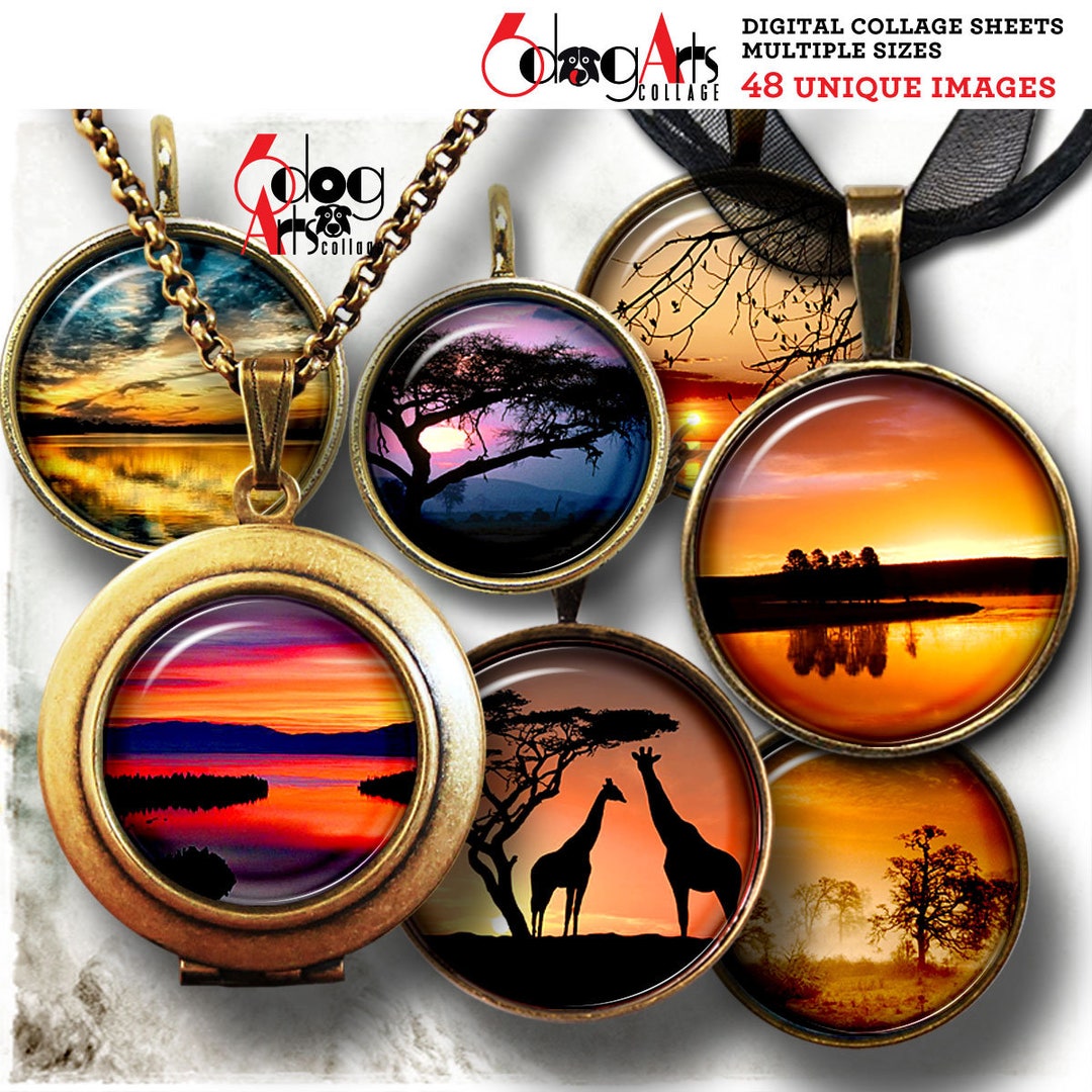 Sunset Digital Collage Sheets Printable Downloads for Bottle Caps ...