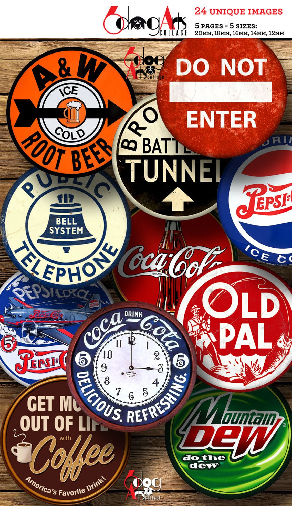 Vintage Signs Digital Collage Sheets Printable Download Mini - Etsy Sweden