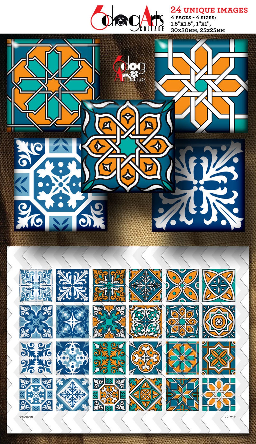 Moroccan Tile Designs Digital Collage Sheets Printable - Etsy