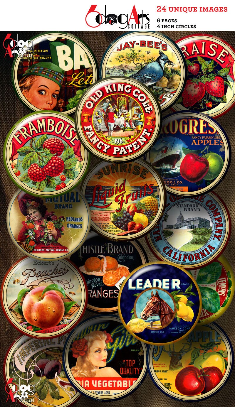 Vintage Crate Labels Digital Collage Sheets Printable Download - Etsy