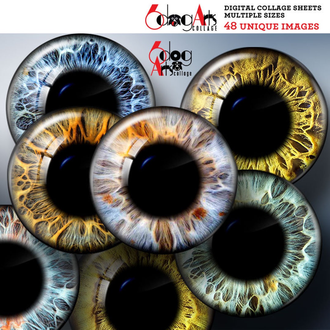 48 Doll Eye Irises W/ MEDIUM Pupils Digital Collage Sheets Printable ...