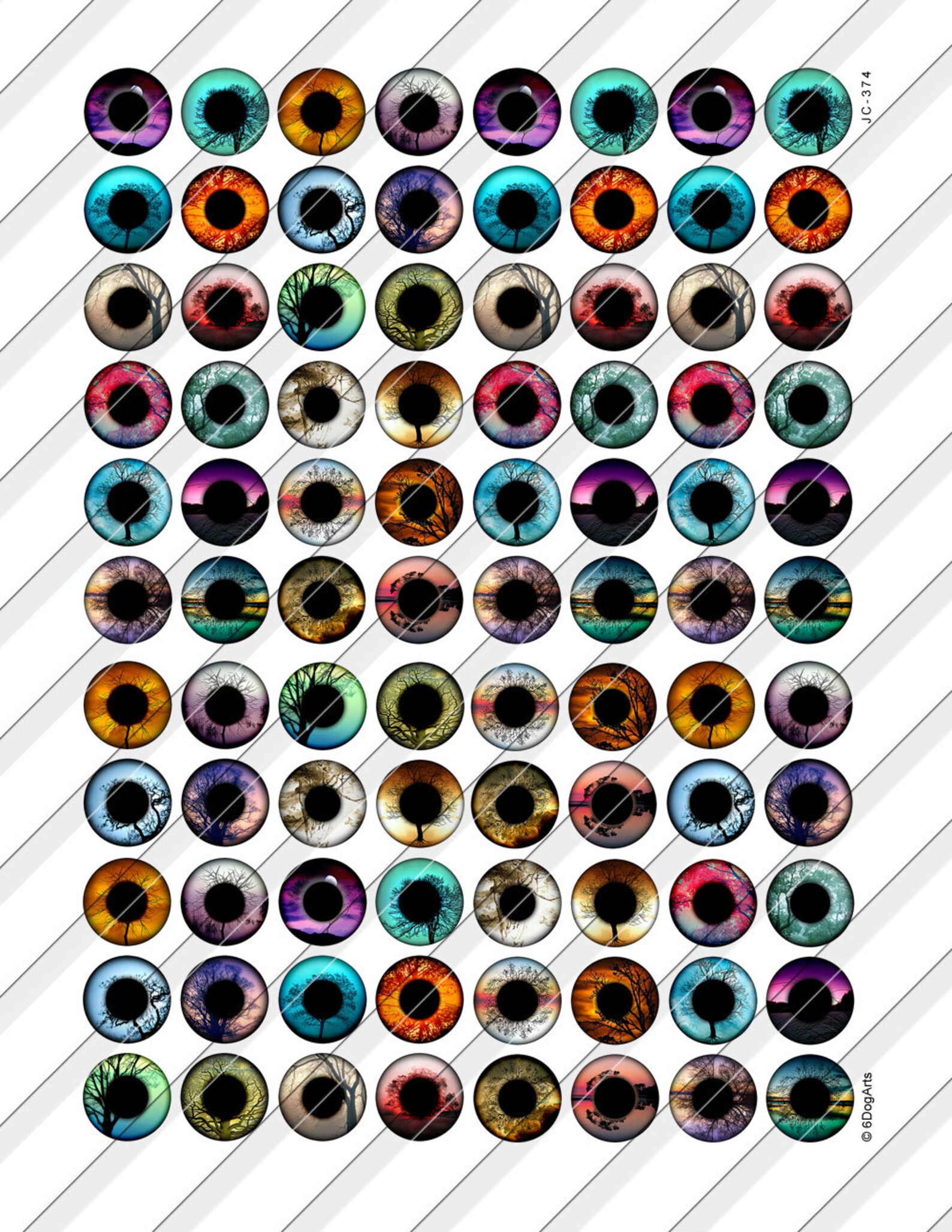 Dryad Tree Eye Irises Digital Collage Sheets Printable Blythe - Etsy