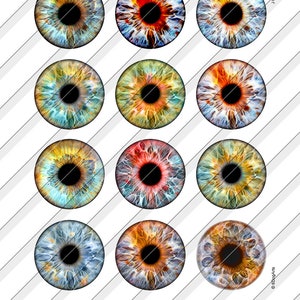 4" and 2" Circles Realistic Eye Irises Digital Collage Sheets Printable ...