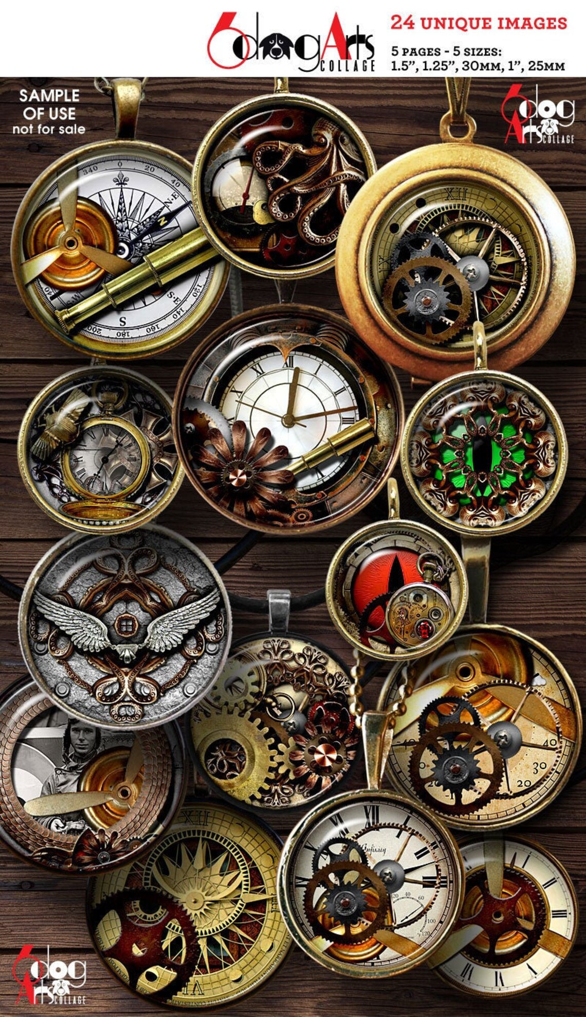 Steampunk Designs Digital Collage Sheets Printable Downloads Bottle ...