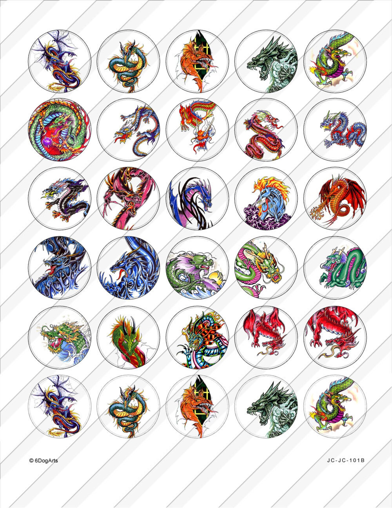 Dragons Digital Collage Sheets Printable Download 2.755", 1.837", 1.629 ...