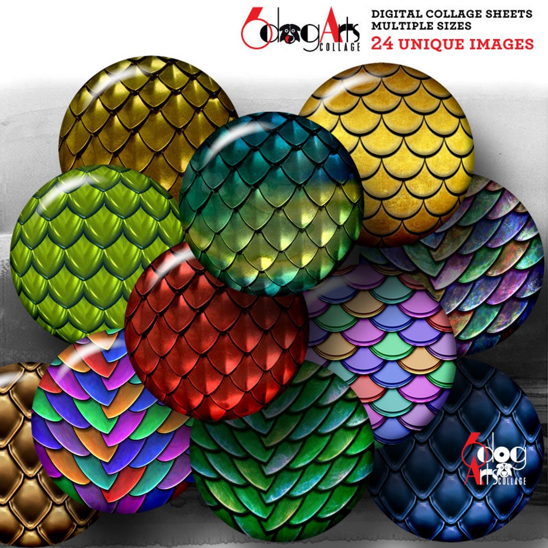 Dragon Scales Pattern Digital Collage Sheets Printable 2.755" 1.85" 1. ...
