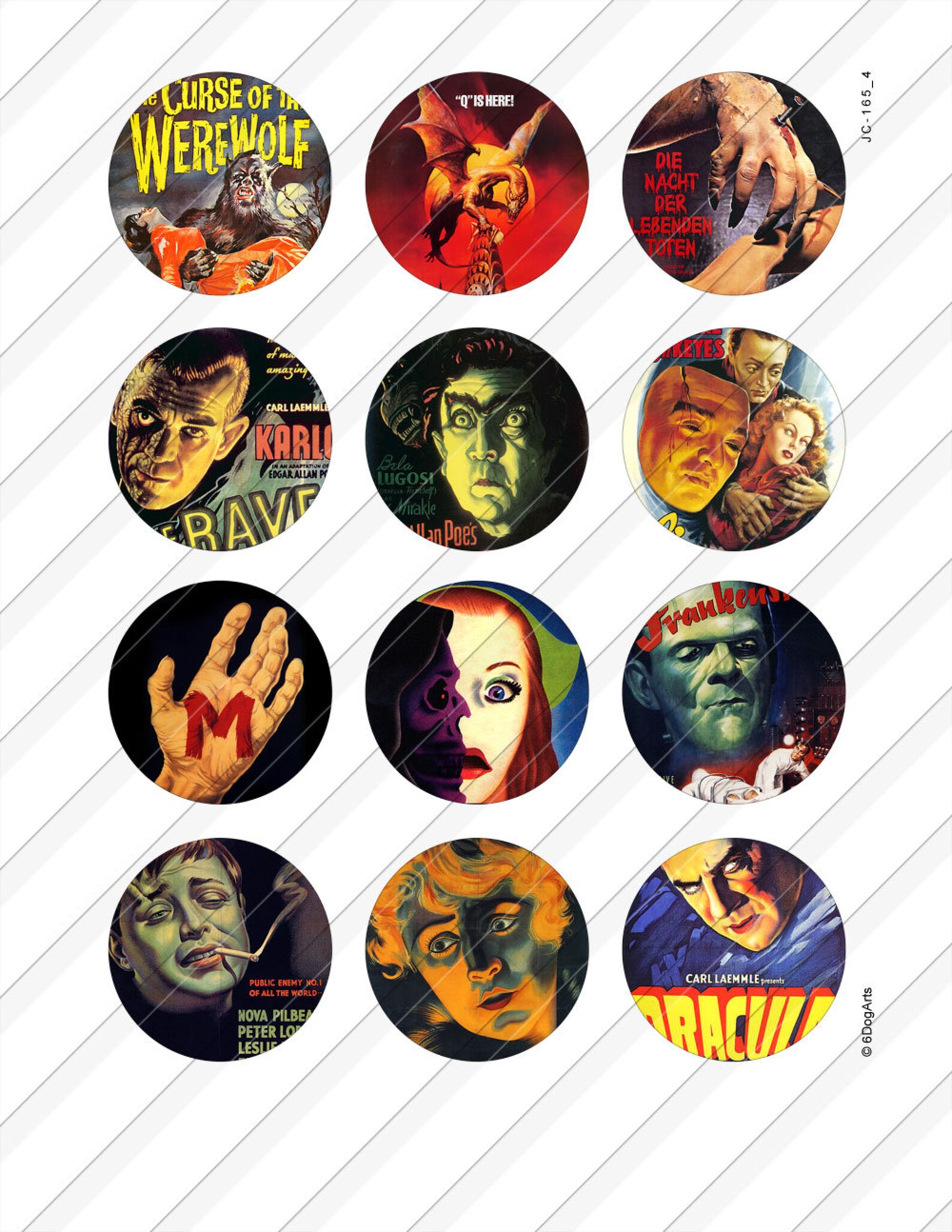 Vintage Horror Movie Posters Digital Collage Sheets Printable Download ...