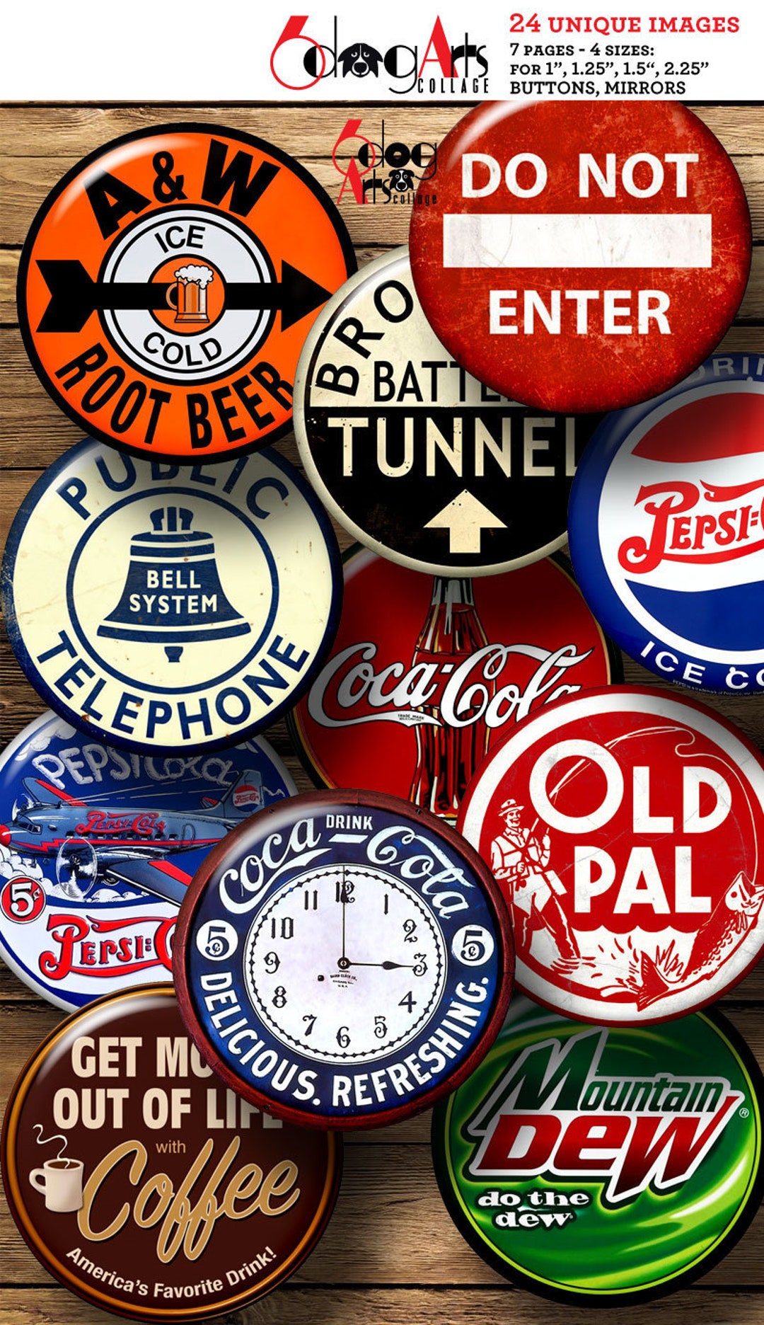 Vintage Signs Digital Collage Sheets Printable 2.755 - Etsy