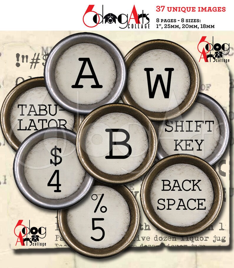 Old Typewriter Keys Digital Collage Sheets Printable Download - Etsy
