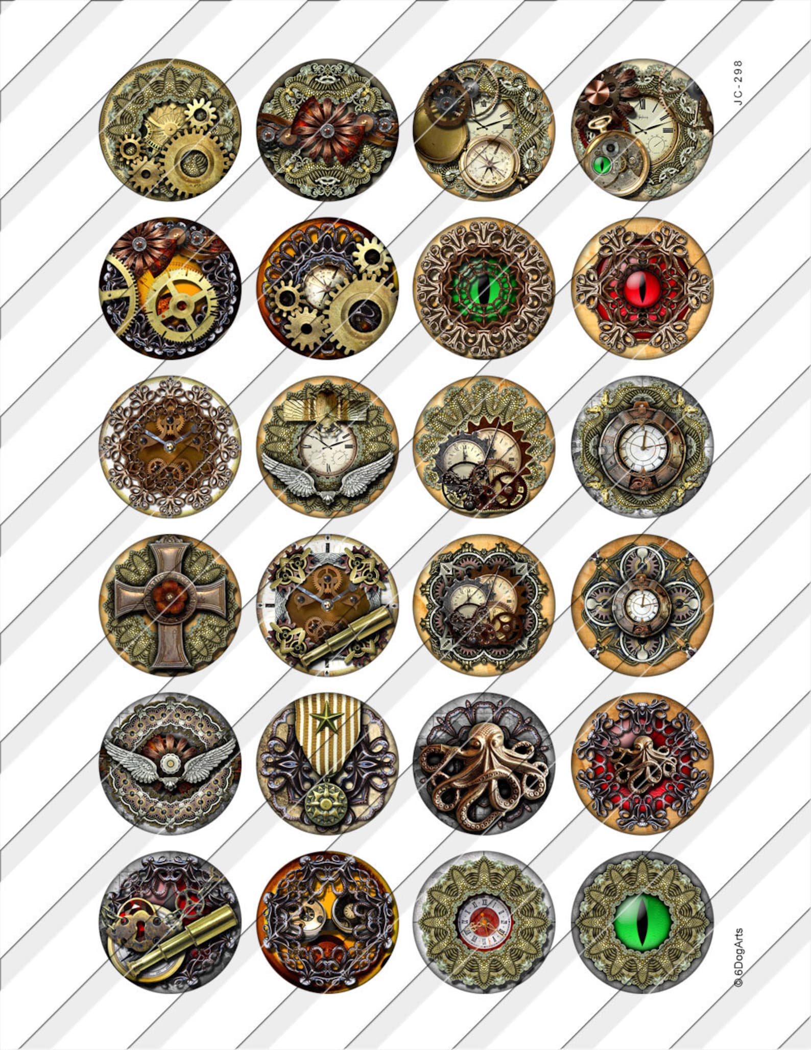 Steampunk Designs Digital Collage Sheets Printable Downloads Bottle ...