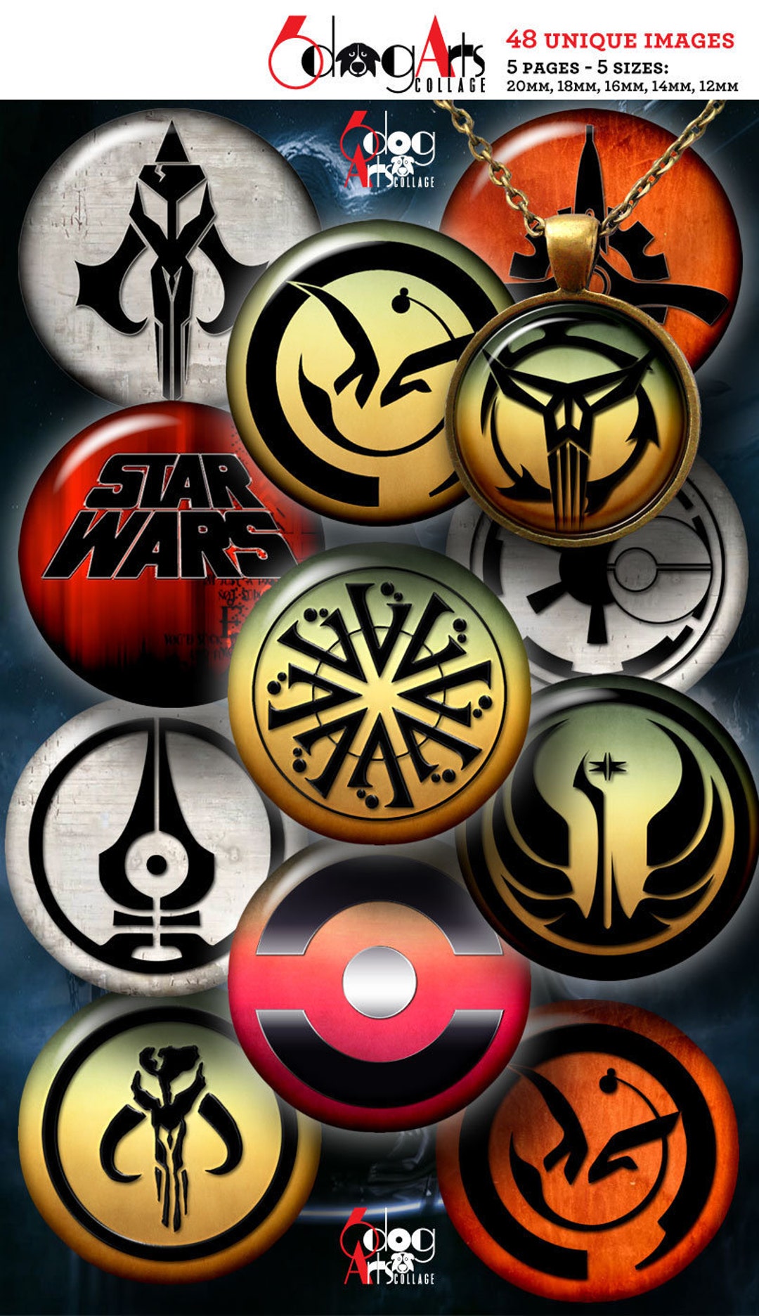 Star Wars Emblems Digital Collage Sheets Printable Downloads - Etsy
