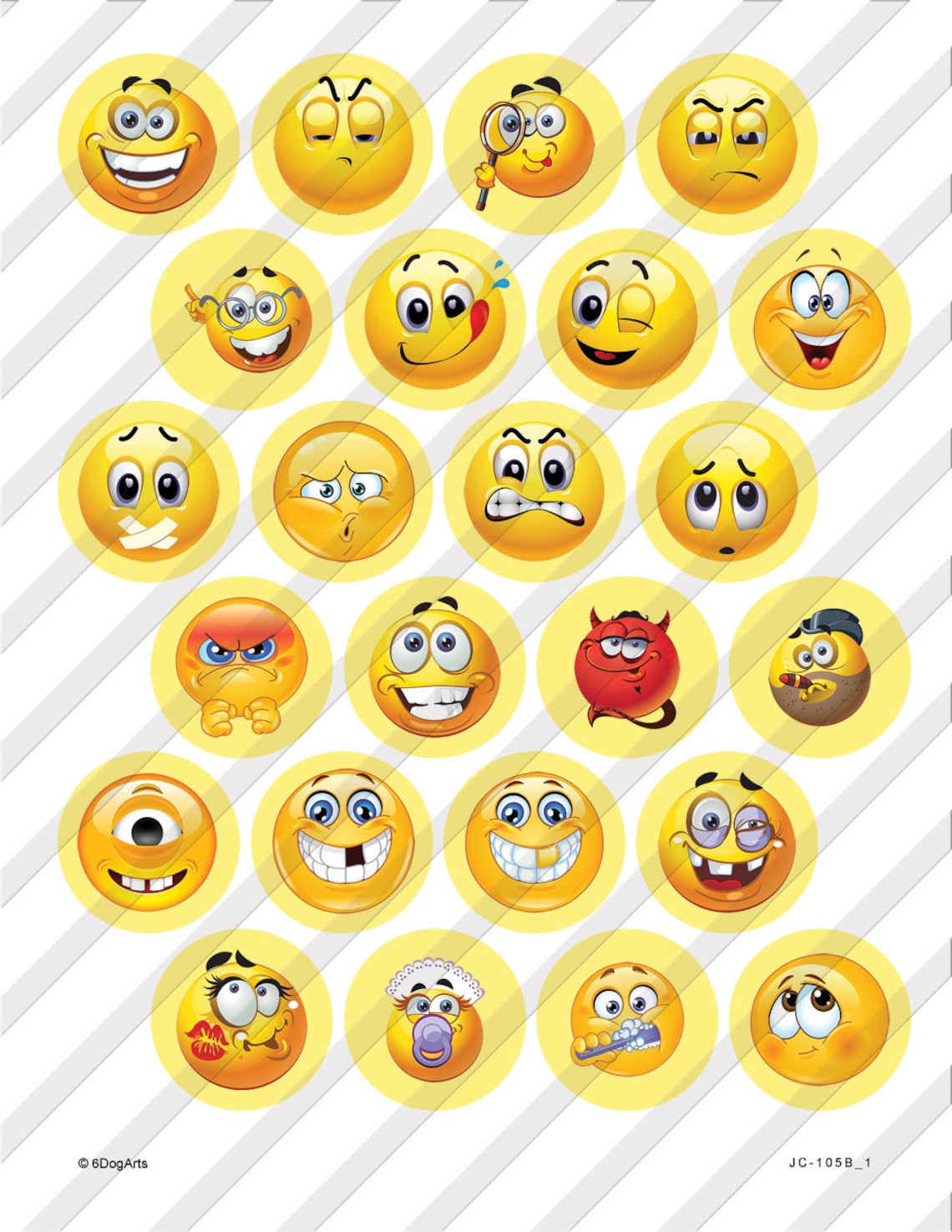Smileys, Emoji Digital Collage Sheets Printable Download 1.629" and 1. ...