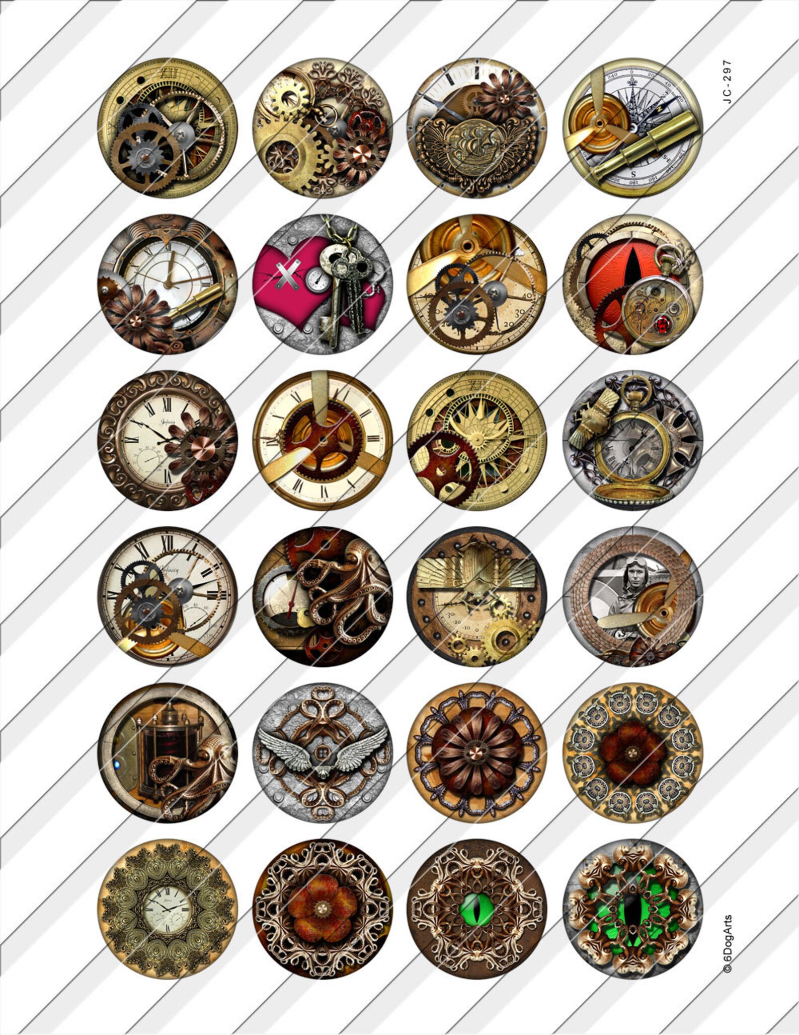 Steampunk Designs Digital Collage Sheets Printable Downloads Pendants ...